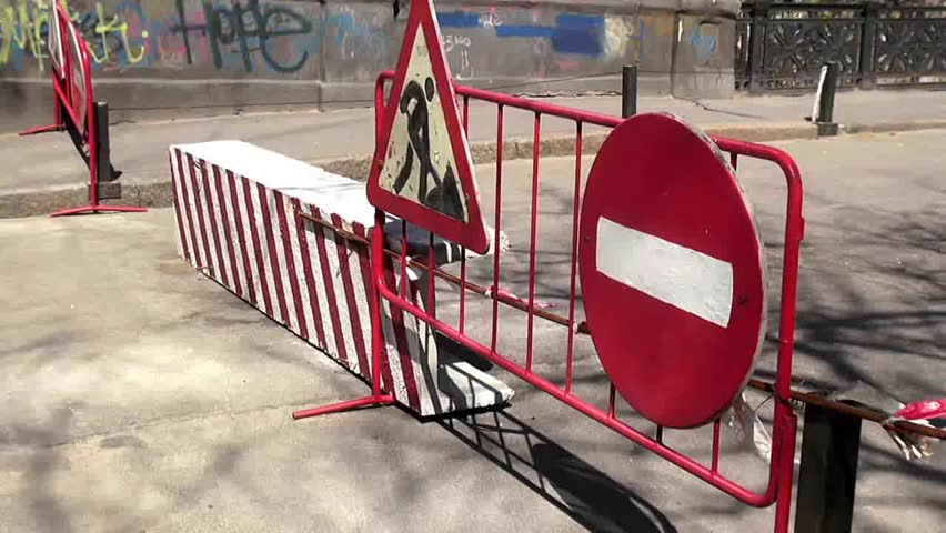 signs restricting movement repair road Stock Footage Video (100% ...