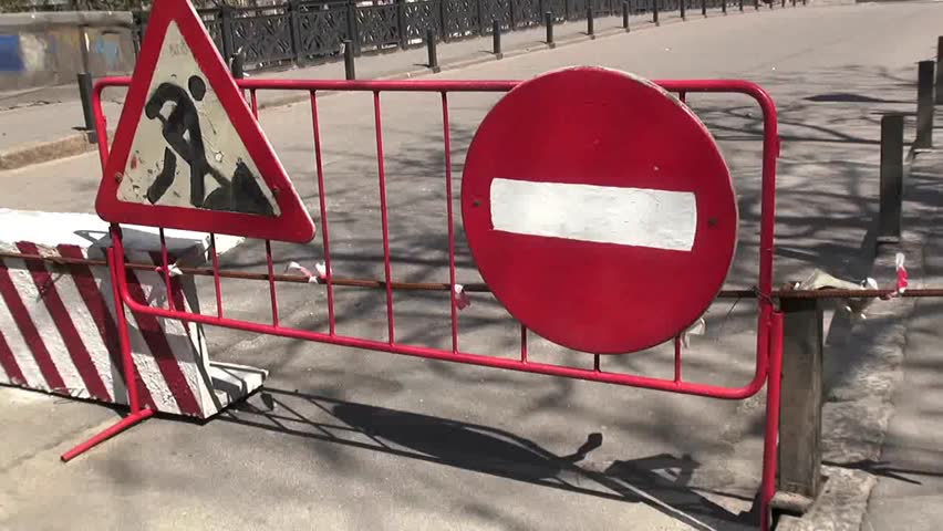 signs restricting movement repair road Stock Footage Video (100% ...
