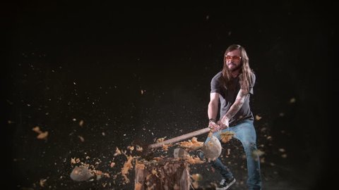 Man Smashing Melon Hammer Slow Motion Stock Footage Video (100% Royalty ...