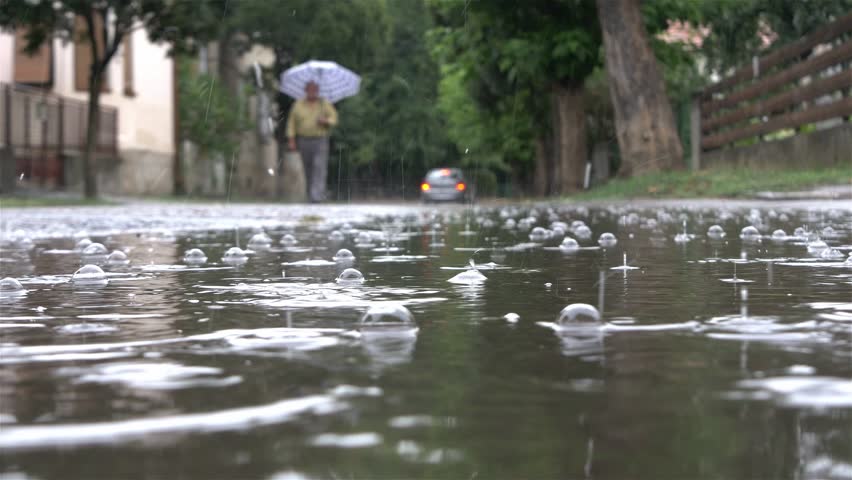 Rain Falling,low Angle View,close Up.focus Stock Footage Video (100% ...