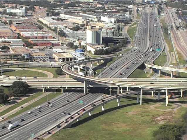 elevated view freeway intersection Stock Footage Video (100% Royalty ...