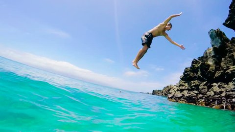 Young Man Back Flips Off Cliff Stock Footage Video (100% Royalty-free ...