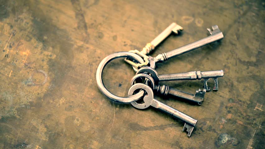 close set old fashioned keys lying Stock Footage Video (100% Royalty ...