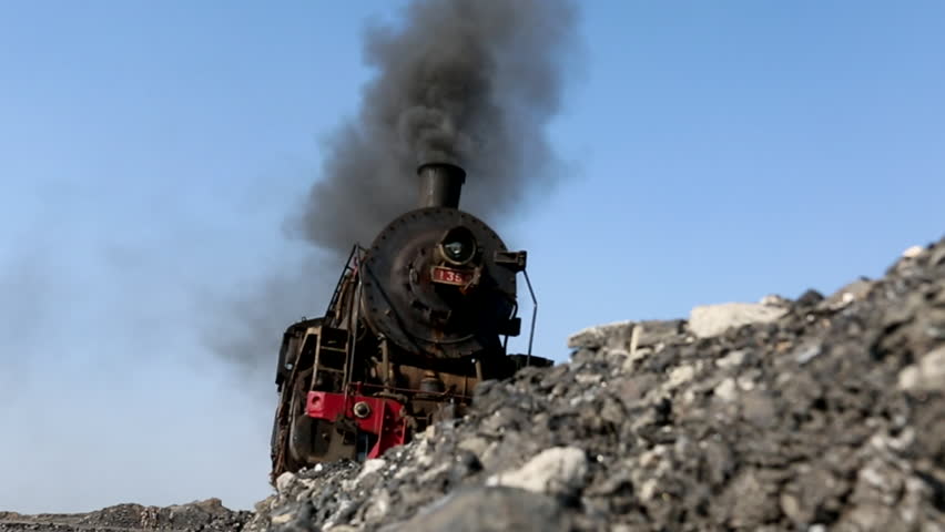 steam locomotive stopping on mine coal Stock Footage Video (100% ...