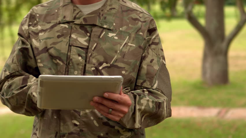 Soldier Looking at Tablet Pc Stock Footage Video (100% Royalty-free ...