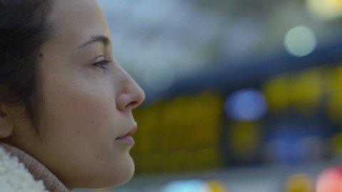 4k Close Young Woman Looking Departure Stock Footage Video (100% ...