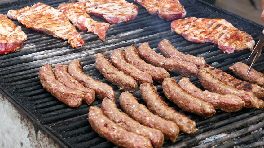 romanian sausages mici pork prepared on Stock Footage Video (100% ...