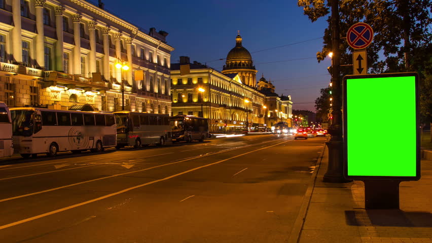 billboard green screen st night street Stock Footage Video (100% ...