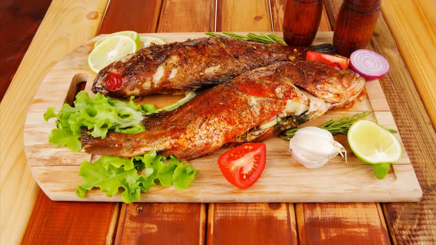 Healthy Food: Two Fried Sea Stock Footage Video (100% Royalty-free ...