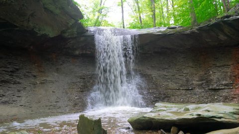 Waterfall Pan Down Stream Level Stock Footage Video (100% Royalty-free ...