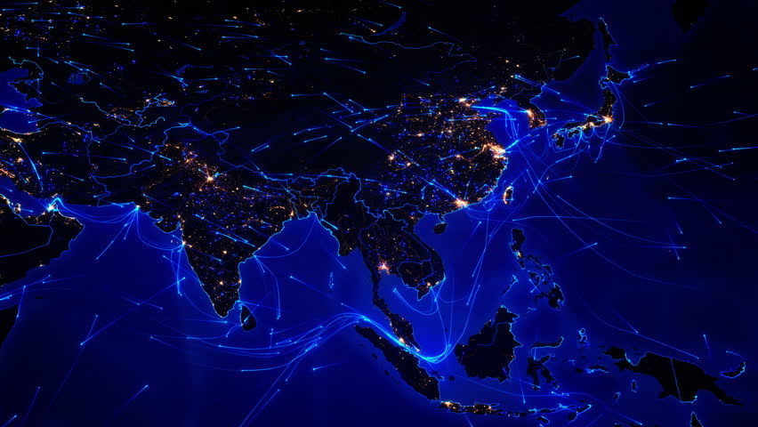 world map bright connections city lights Stock Footage Video (100% ...