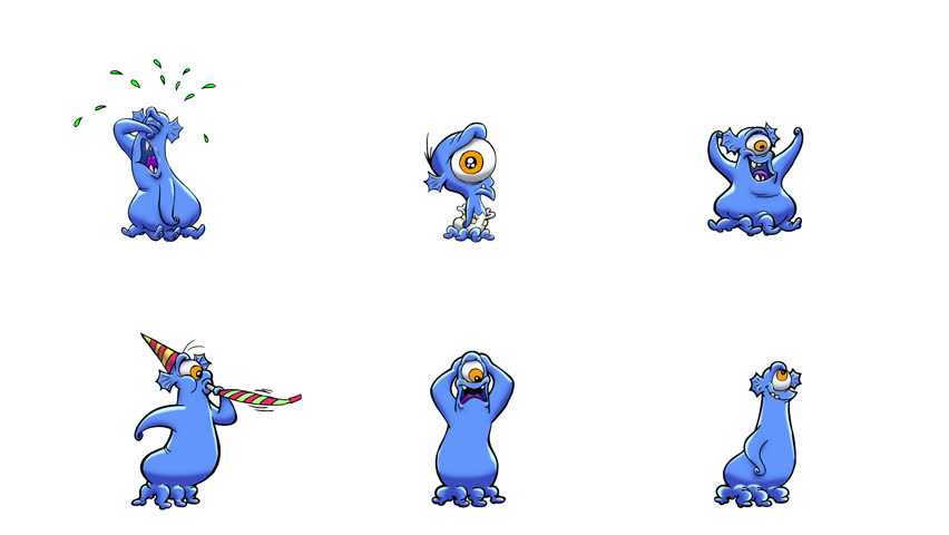 Animated Monsters Actions. 6 in Stock Footage Video (100% Royalty-free ...