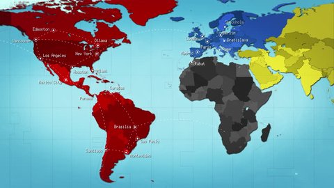 World Map Highlighted Continents Different Colors Stock Illustration ...