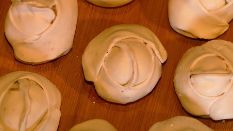 Uncooked Frozen Manti Dumplings On Wooden Stock Footage Video (100% ...