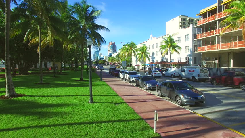 aerial video miami beach ocean drive Stock Footage Video (100% Royalty ...