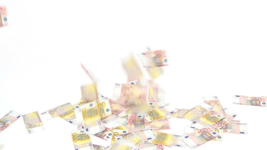 Euro Banknotes Rain On White Stock Footage Video (100% Royalty-free ...