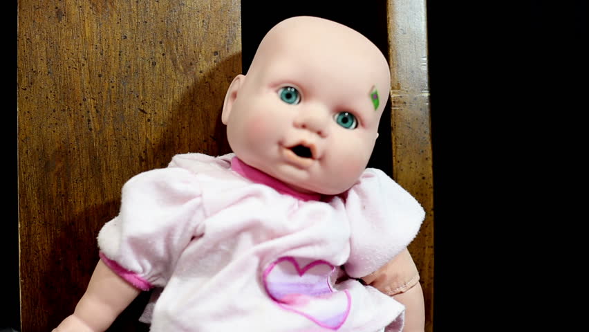 horror clip child's toy doll vomits Stock Footage Video (100% Royalty ...