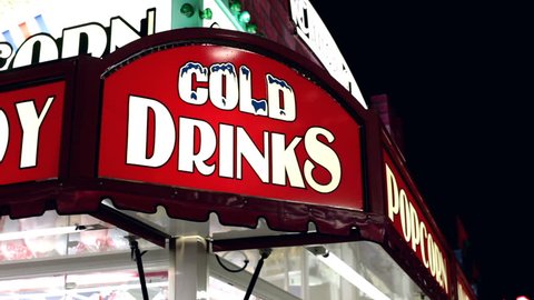Cold Drink Sign Carnival Stand Stock Footage Video (100% Royalty-free ...