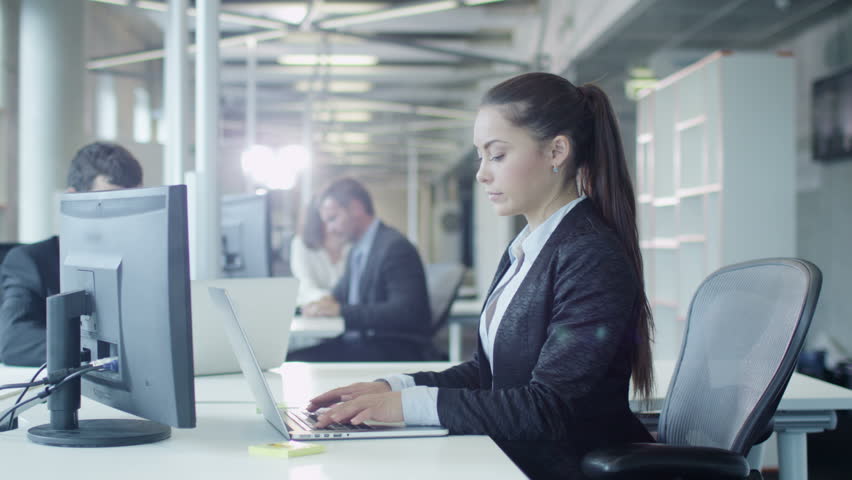 female office worker working on computer Stock Footage Video (100% ...