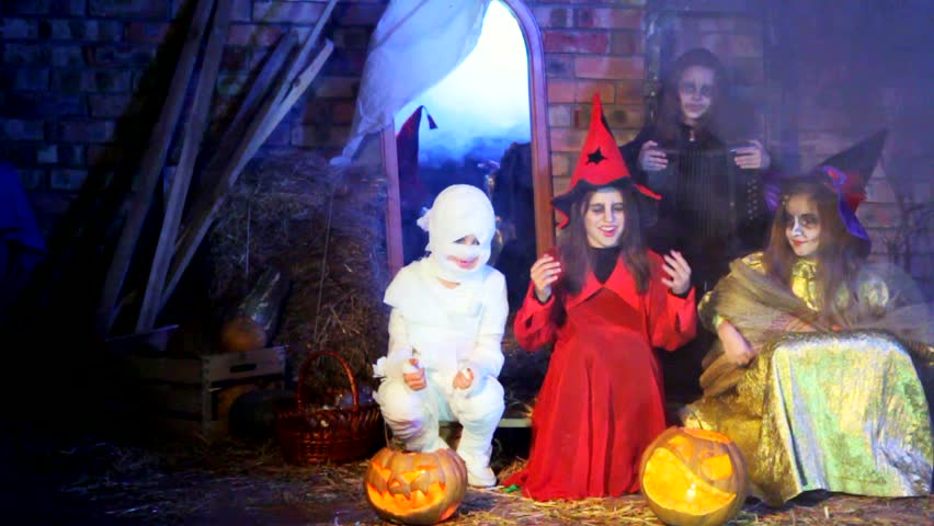 three little witches ghost singing song Stock Footage Video (100% ...
