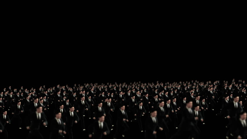 crowd business men running camera fly Stock Footage Video (100% Royalty ...