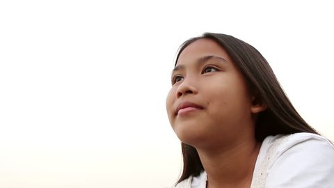 Happy Little Girl Looking Sky Stock Footage Video (100% Royalty-free ...
