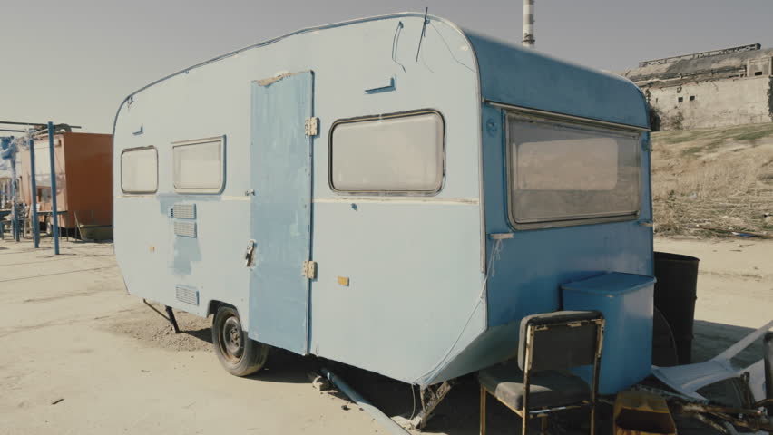rickety old vintage abandoned caravantrailer deserted Stock Footage ...
