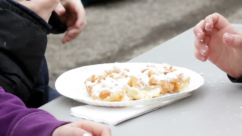 kids eating funnel cake carnival Stock Footage Video (100% Royalty-free ...