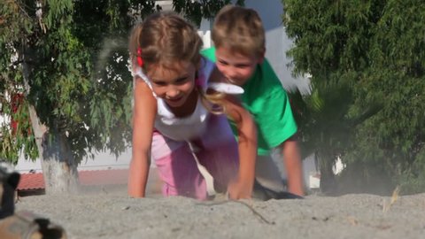 Two Kids Boy Girl Grabble By Stock Footage Video (100% Royalty-free ...
