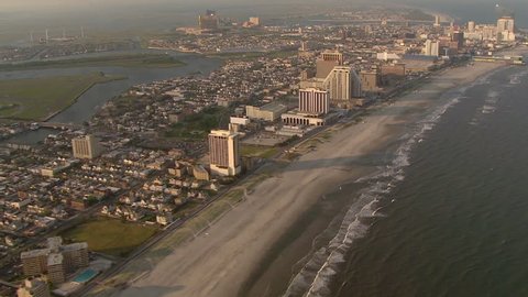 Aerial Birds Eye View Atlantic City Stock Footage Video (100% Royalty ...