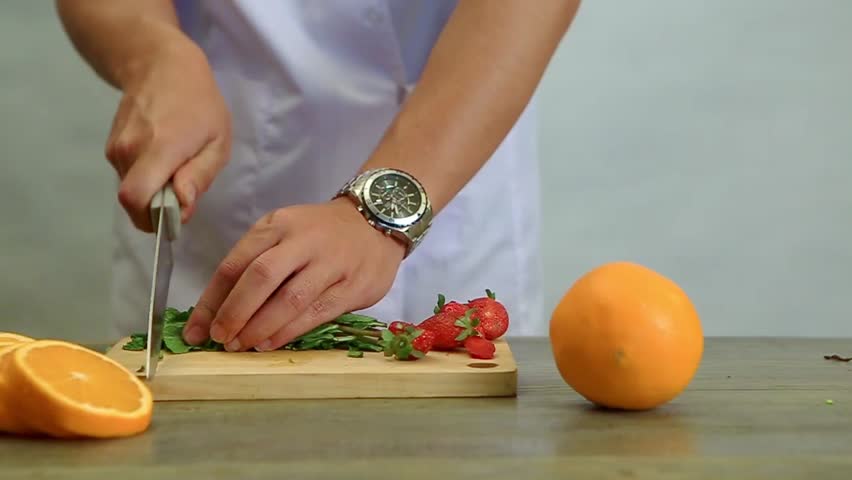 cutting chopping fruit vegetable mint on Stock Footage Video (100% ...