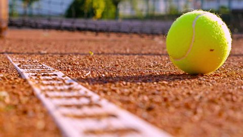 Rolling Tennis Ball Stops Line On Stock Footage Video (100% Royalty ...