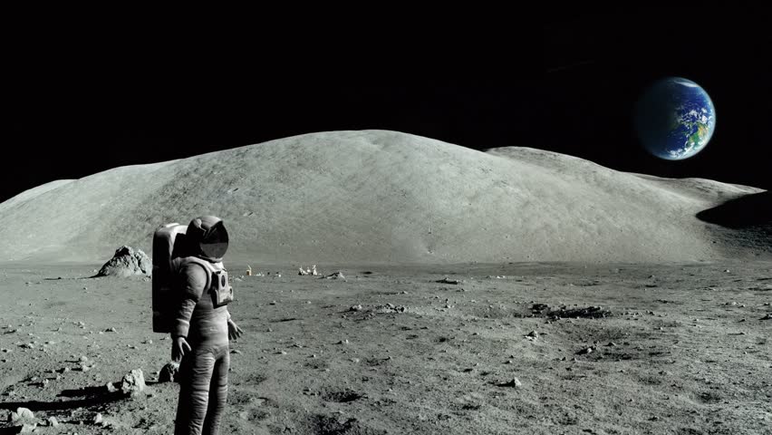 Astronaut Jumping On Moon Landing Earth Stock Footage Video (100% ...