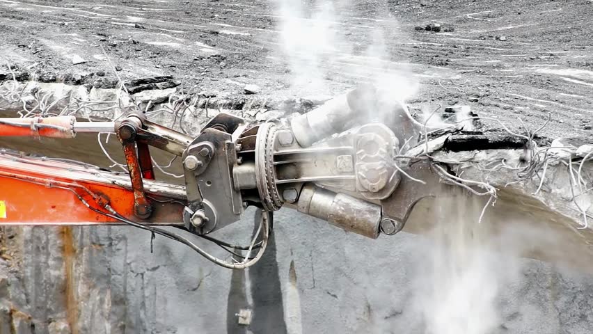 highway bridge destruction by demolition excavator Stock Footage Video ...