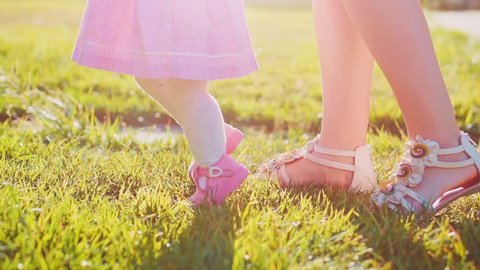 Little Baby Learns Walk Slow Motion Stock Footage Video (100% Royalty ...