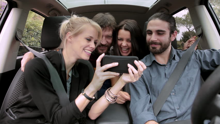 Happy Cool Friends in Car Stock Footage Video (100% Royalty-free ...