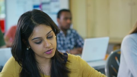 4k College Teacher Work Classroom Helping Stock Footage Video (100% ...