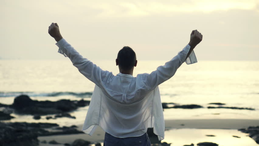 Successful Man Raising Arms to Stock Footage Video (100% Royalty-free ...