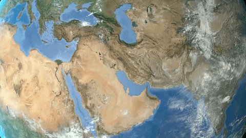 Middle East Morning Timelapse Map Planet Stock Footage Video (100% ...
