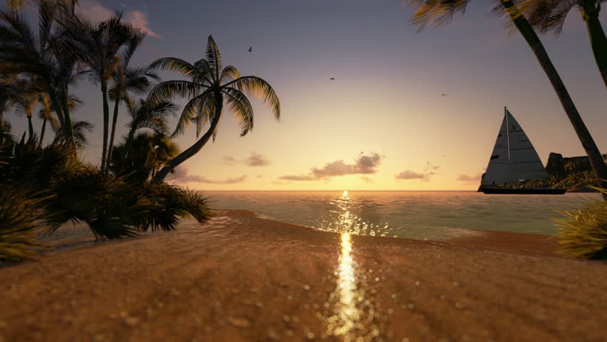 tropical island yacht sailing timelapse sunset Stock Footage Video (100 ...