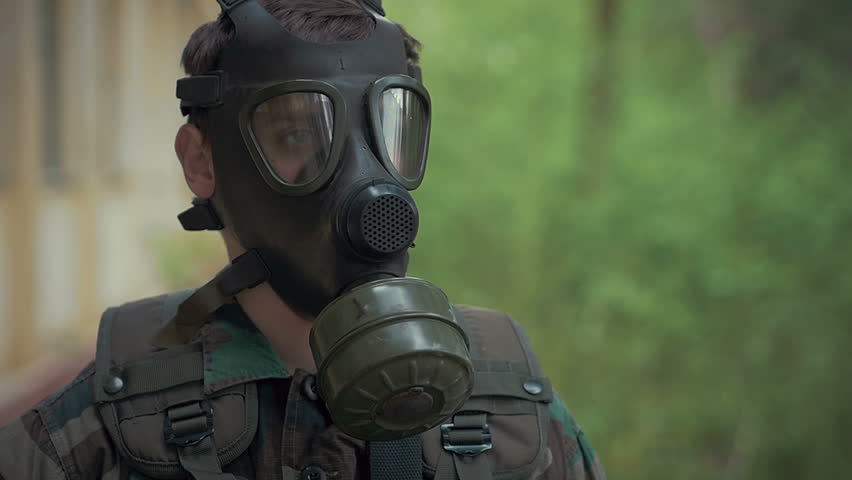 Soldier with Gas Mask Walking Stock Footage Video (100% Royalty-free ...