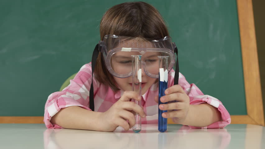 young girl safety goggles test tube Stock Footage Video (100% Royalty ...