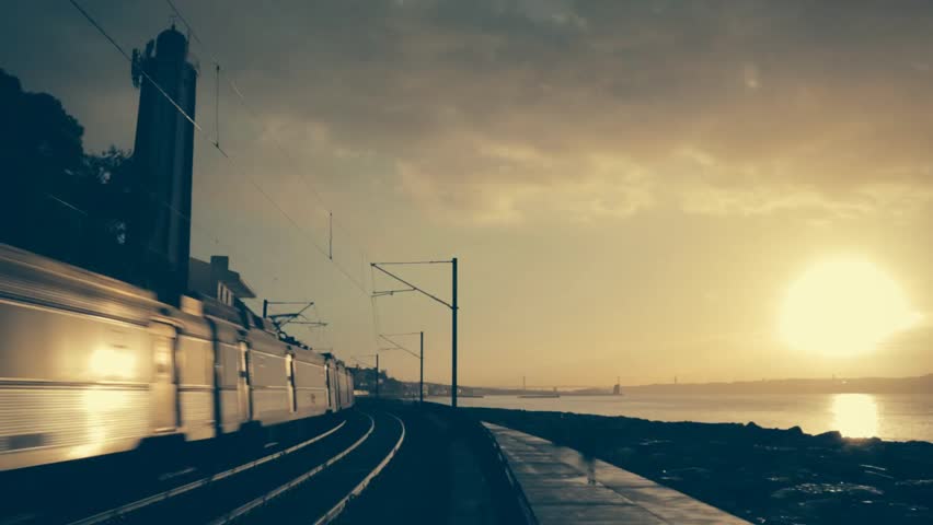 Cinemagraph Loop Train Moving By Beach Stock Footage Video (100% ...