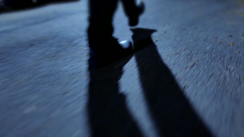 man walking alone night park shadow Stock Footage Video (100% Royalty ...