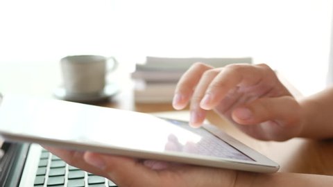 Female Typing On Tablet Screen Laptop Stock Footage Video (100% Royalty ...