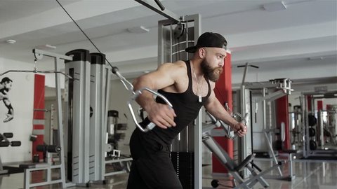 Bodybuilder Training Strong Athlete Guy Performs Stock Footage Video ...