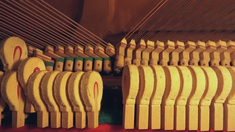 Inside Piano Hammer Hitting Strings Stock Footage Video (100% Royalty ...