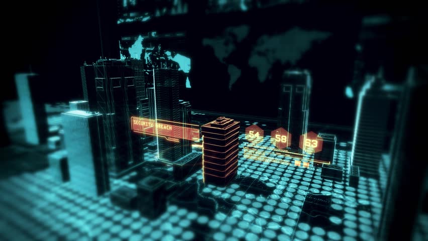 security system breach building futuristic interface Stock Footage ...