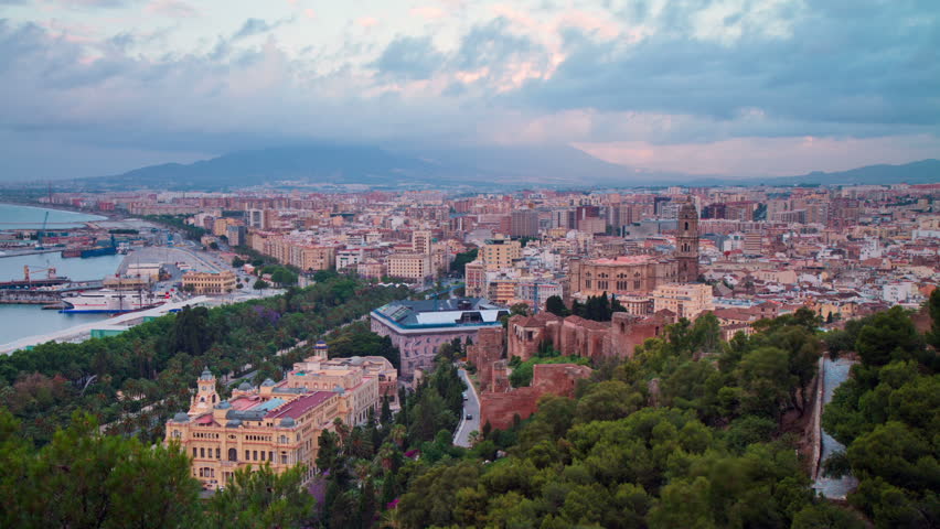 malaga spain scenic view photo time-lapse Stock Footage Video (100% ...