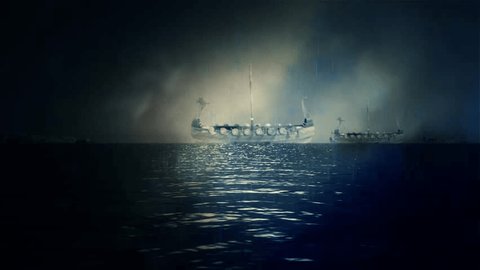 Vikings Ships Fleet Sailing Shore Stormy Stock Footage Video (100% ...